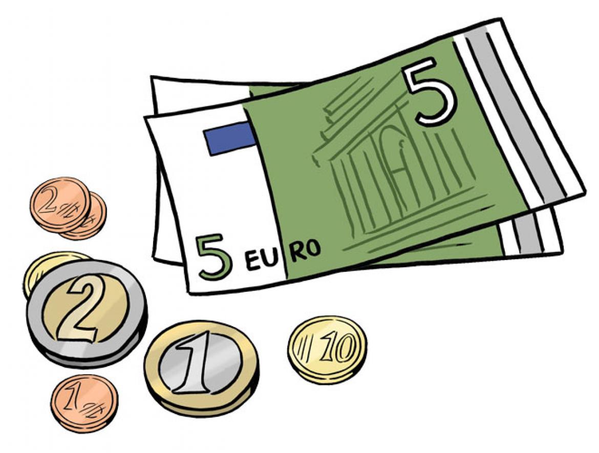 Illustration F r Leichte Sprache Wenig Geld Mit M nzen Und Scheinen illustration-f-r-leichte-sprache-wenig-geld-mit-m-nzen-und-scheinen