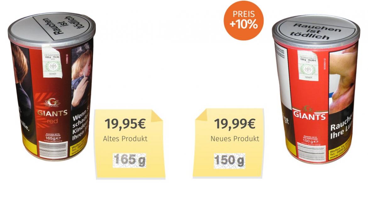 Giants Red Tabak (2023) Alt-Neu-Vergleich | Verbraucherzentrale Hamburg